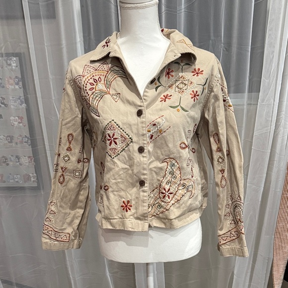 Studio Works | Jackets & Coats | Studio Works Beige Embroidered Utility ...